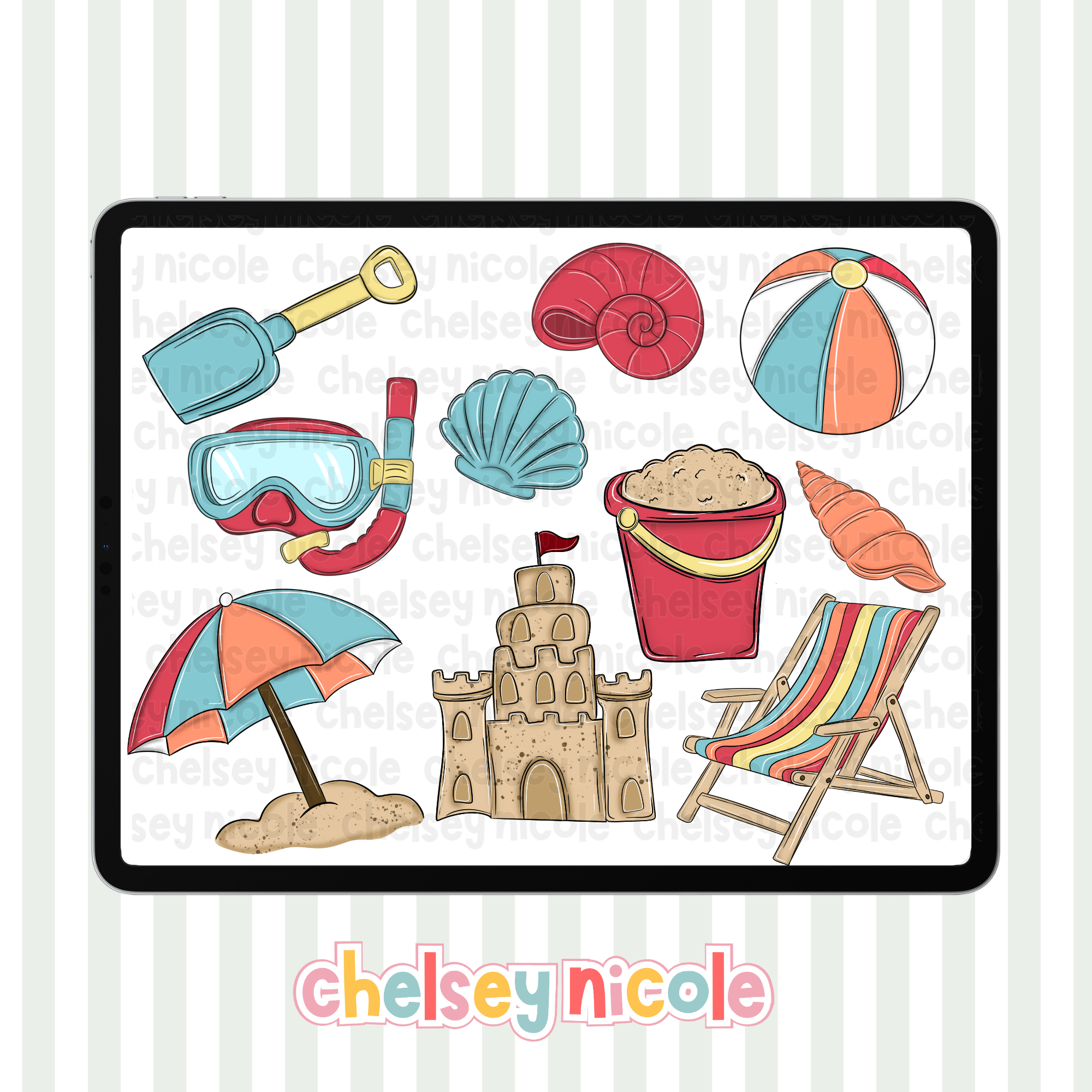 Sandy Beach Clipart Set | Beach Clipart Set | Commercial Use Allowed ...