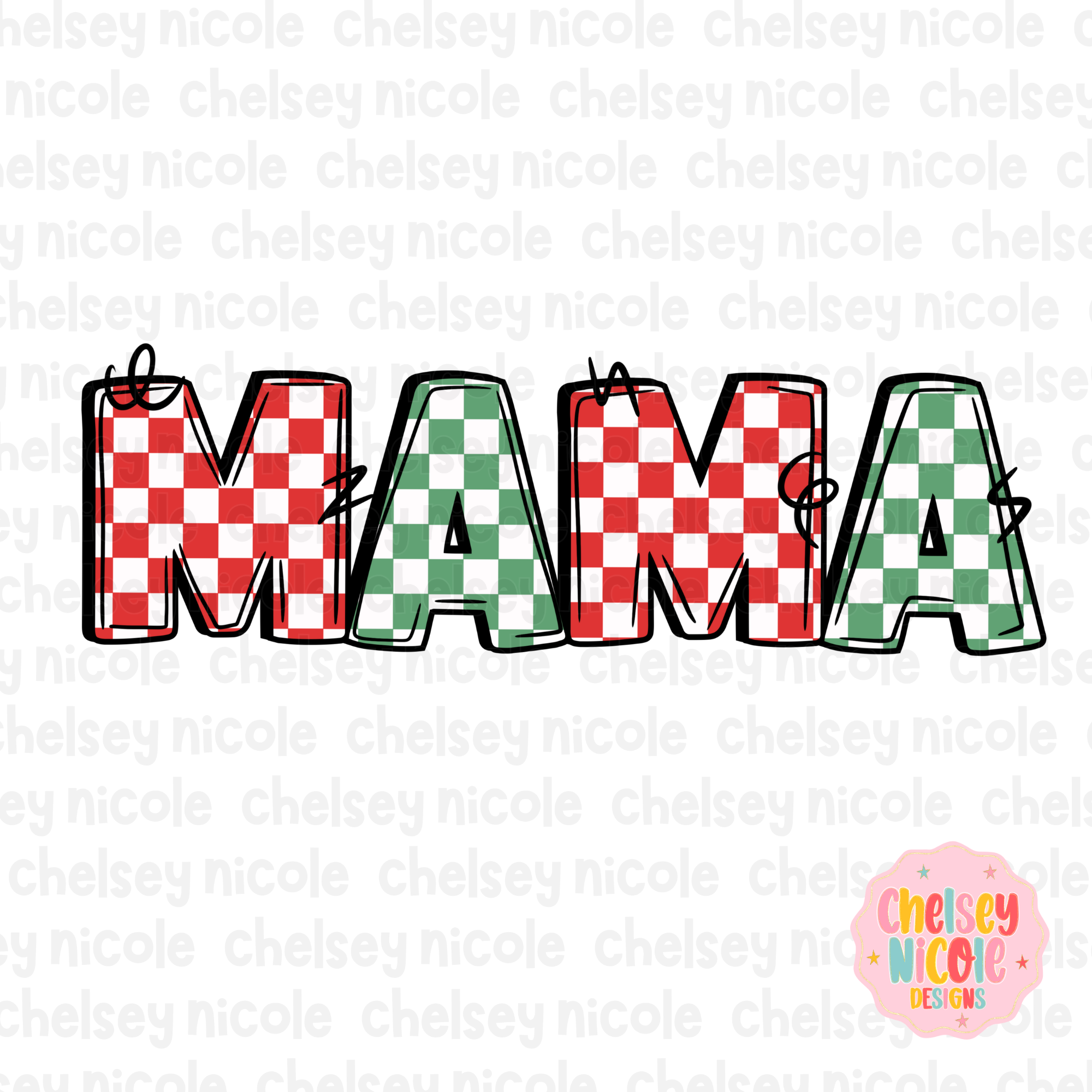 Red Green Checker Mama PNG | Christmas Mama PNG | Cute Trendy Christma ...